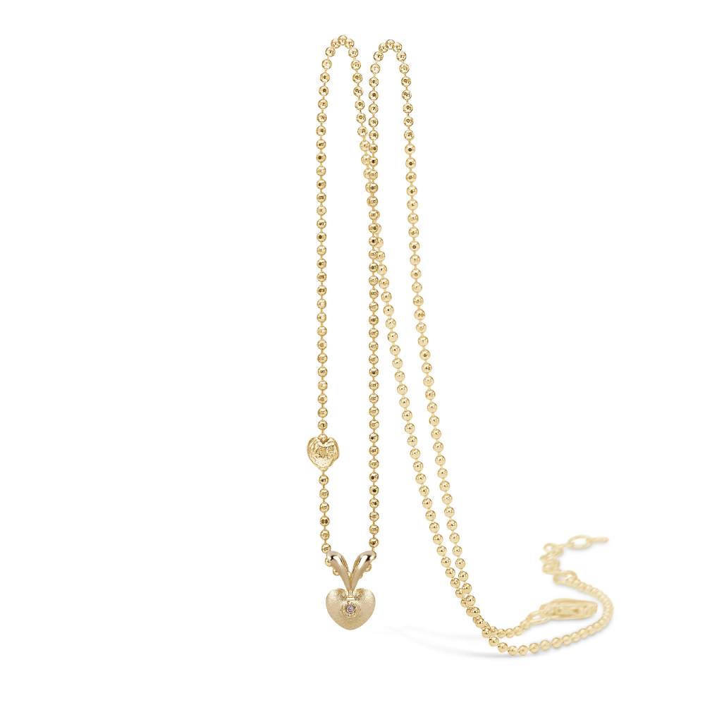 14 kt 'Conjure' gold necklace with a diamond in a small heart – Blossom ...